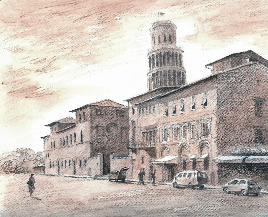 Pisa, Italy Watercolor Pencil Drawing by Anatol Woolf (10x8 Image) - Etsy
