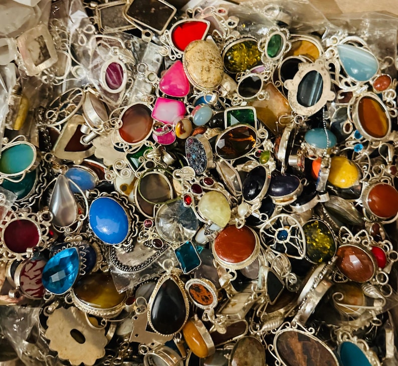BULK SALE ! Mix Gemstone PENDANT Wholesale Lot 5pc 925 Sterling Silver ...