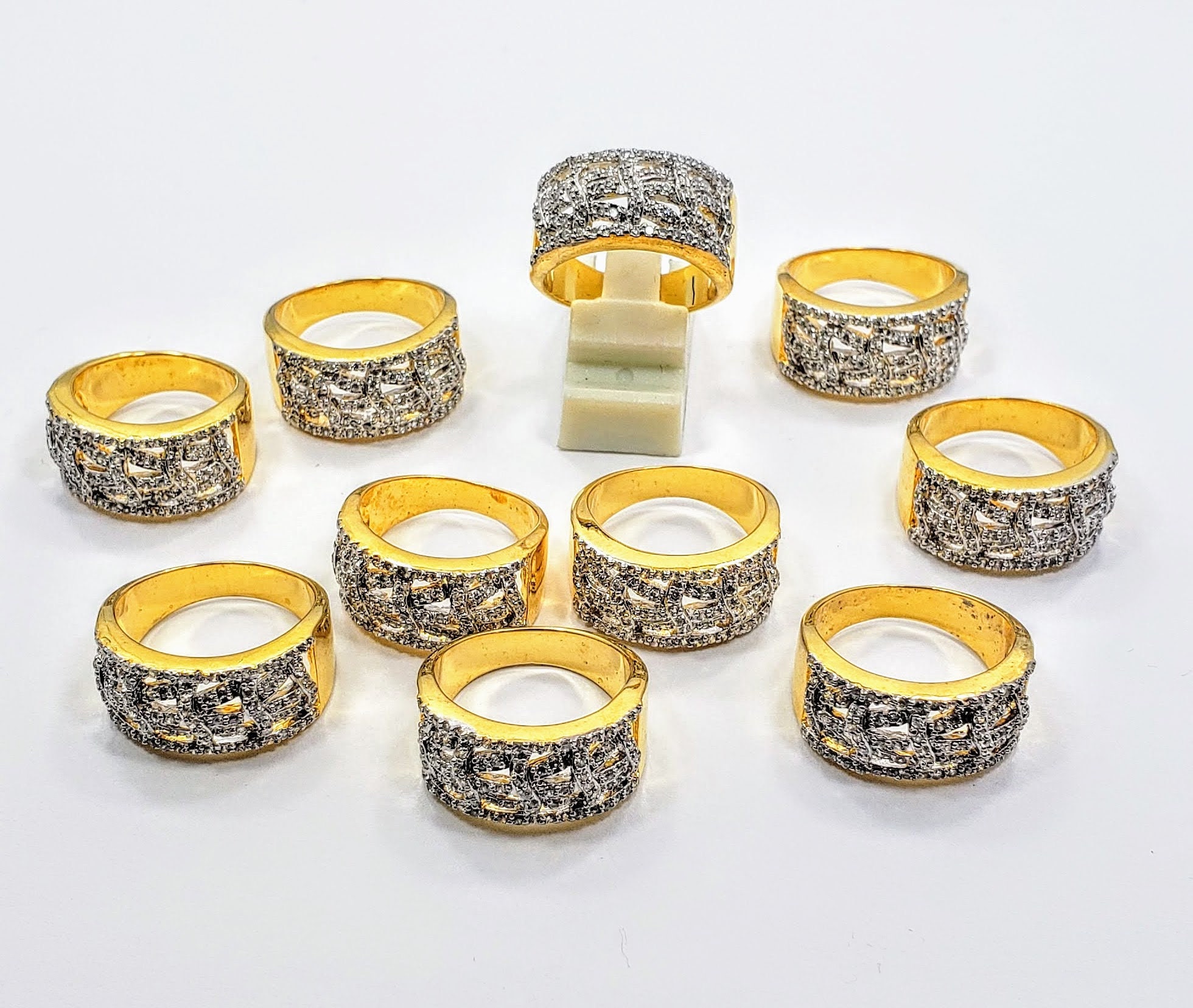 10 Piece Gold Pated Turkish Wholesale Ring Size 6 - 9 - Etsy