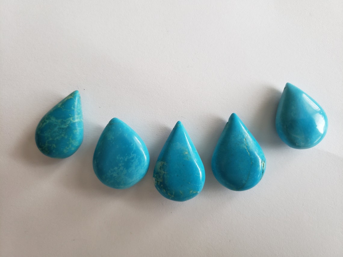 5 Pieces Turquoise Teardrop Gemstone Beads ,jewelry Making Beads ...