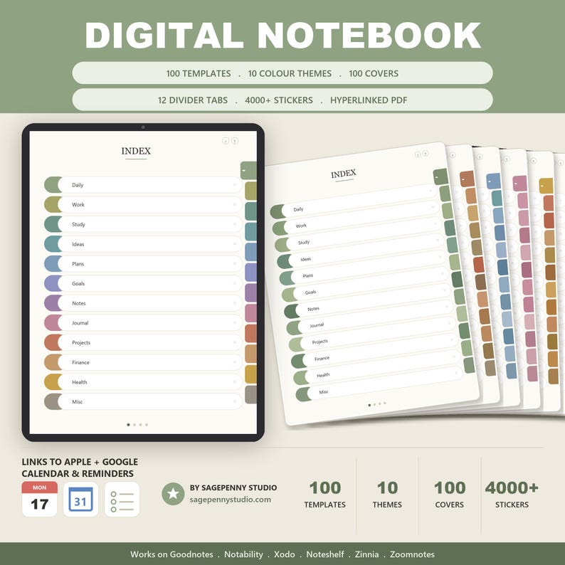 Digital Notebook Goodnotes Hyperlinked Notability iPad Note Taking ...