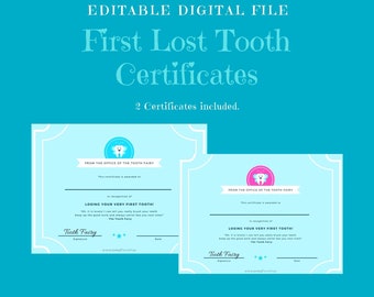 Lost First Tooth Certificate | Etsy
