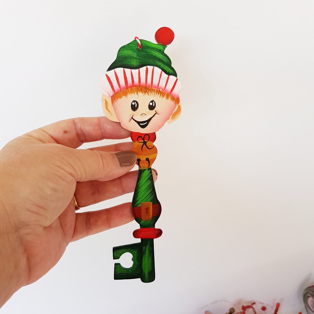Elf Accessory, Handmade Wooden Magic Key for Christmas, Tree Ornament ...
