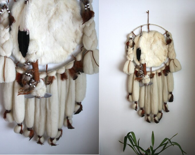 Large Handmade Dreamcatcher Native American Mandella - Fur, Wool ...