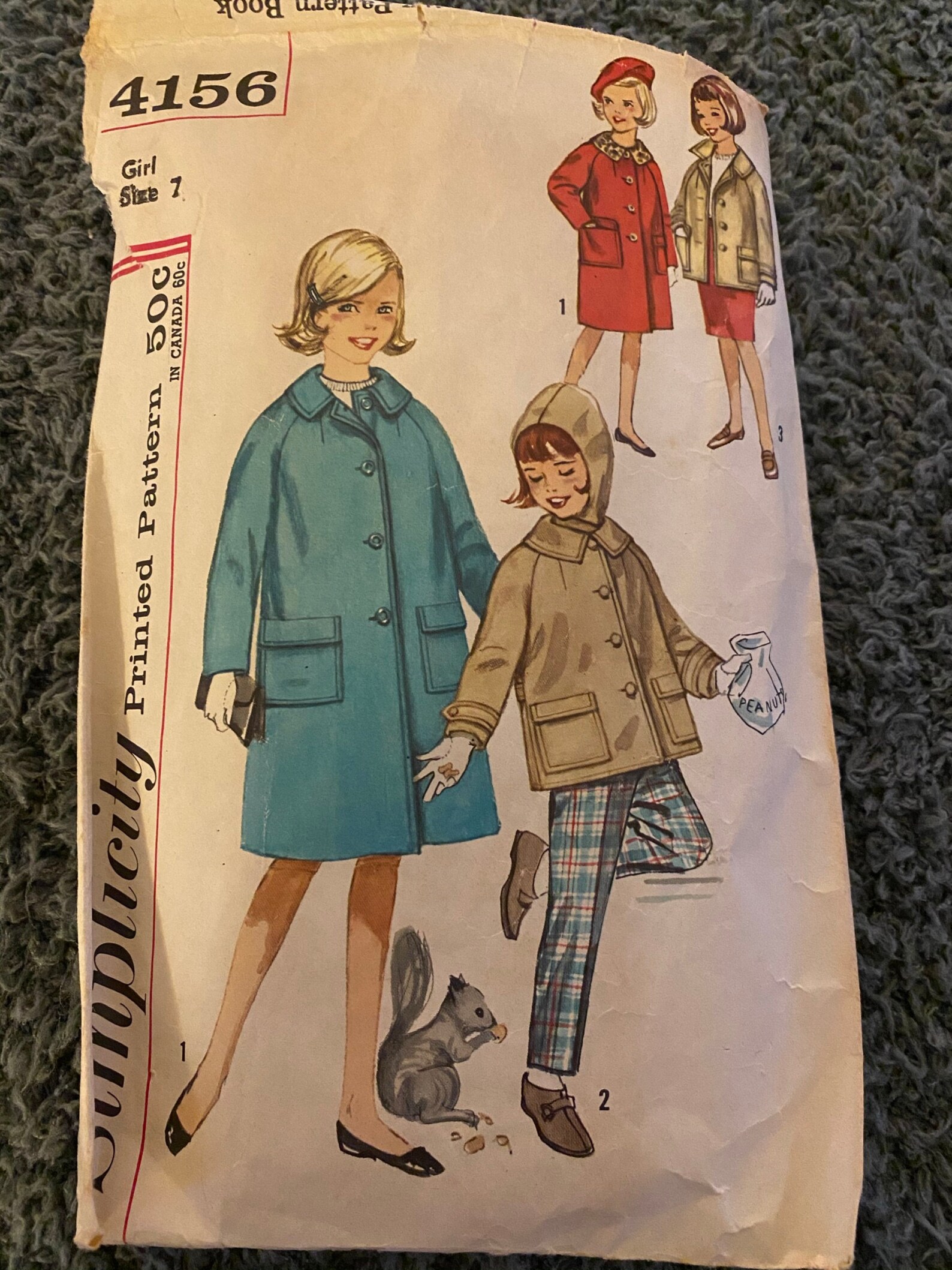 Simplicity 4156 Vintage Sewing Pattern, Girls' Coat in Two Lengths ...