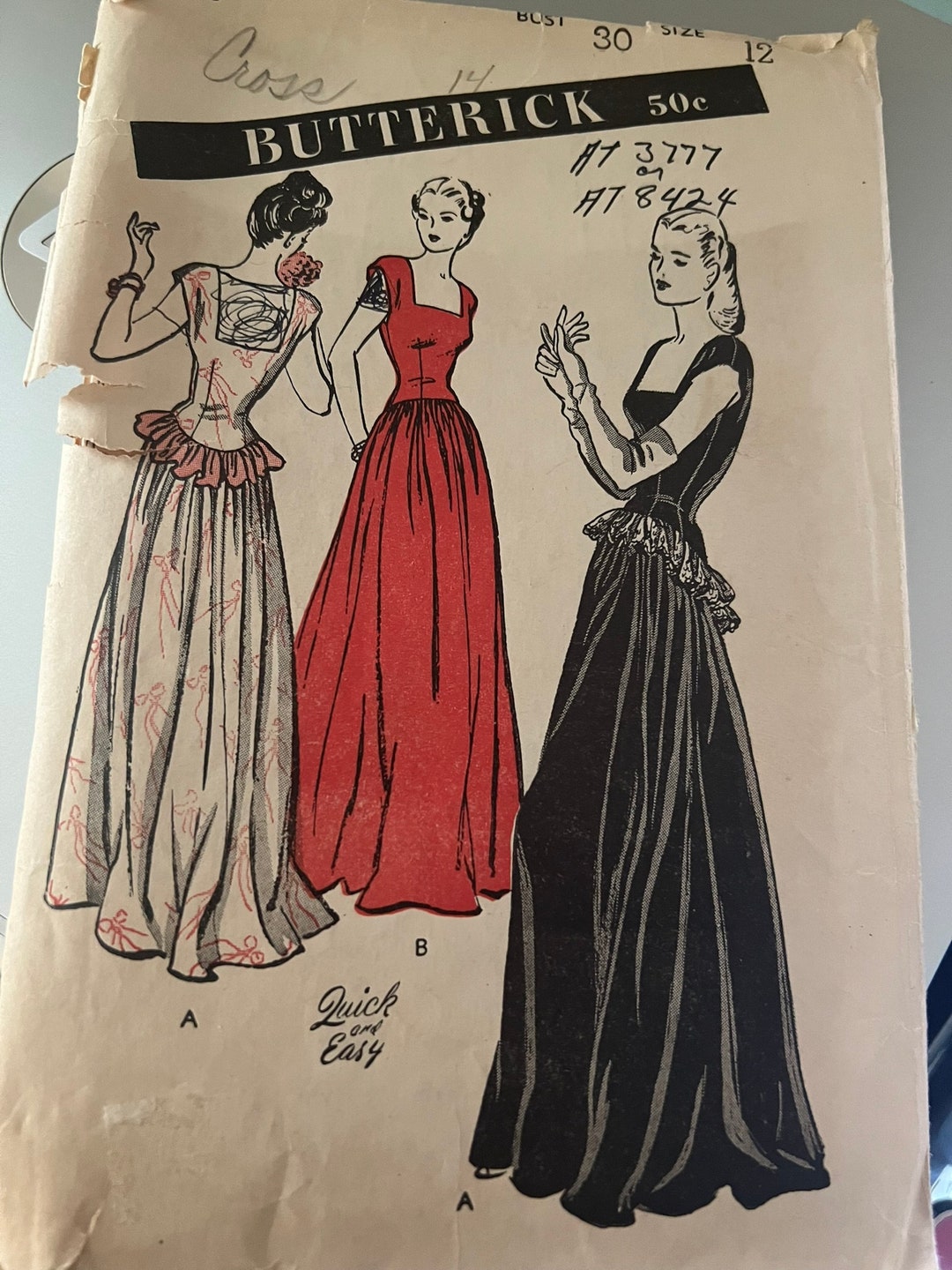 Vintage Butterick 3836 Sewing Pattern, Misses' Dance Dress With Basque ...