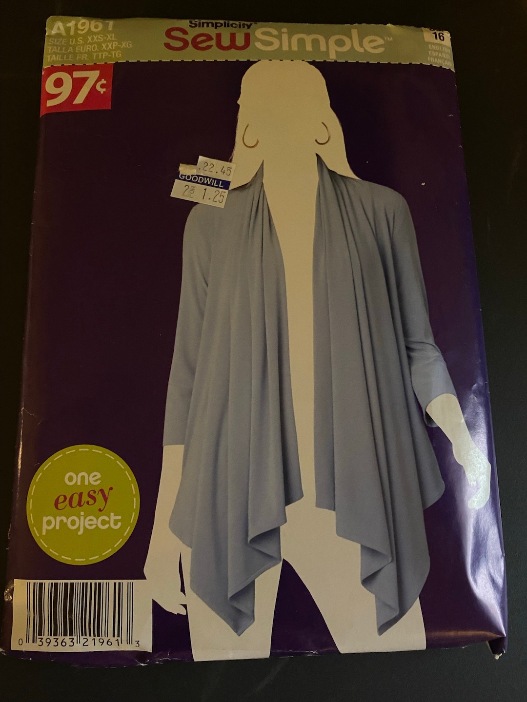 Simplicity Sew Simple A1961 Pattern, Misses' Knit Cardi-wrap, Size XXS ...