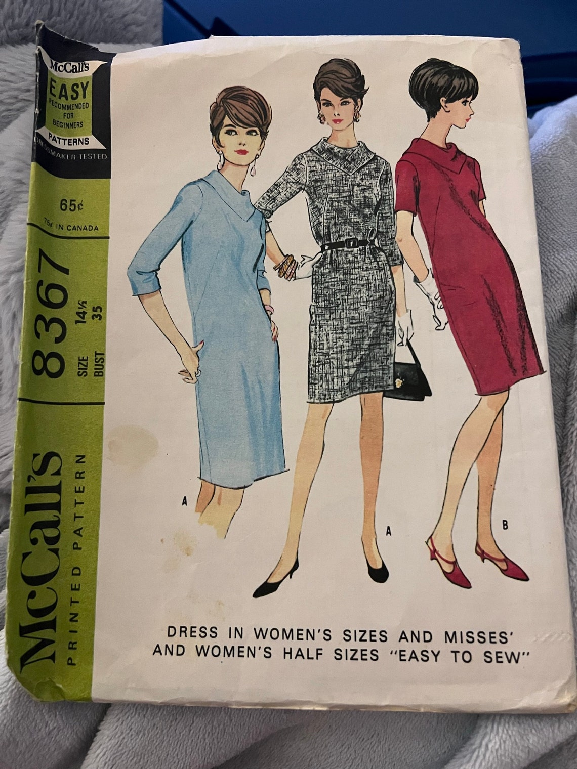Vintage Mccall's 8367 Sewing Pattern, Dress in Women's Sizes & Misses ...
