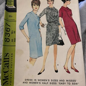 Vintage Mccall's 8367 Sewing Pattern, Dress in Women's Sizes & Misses ...