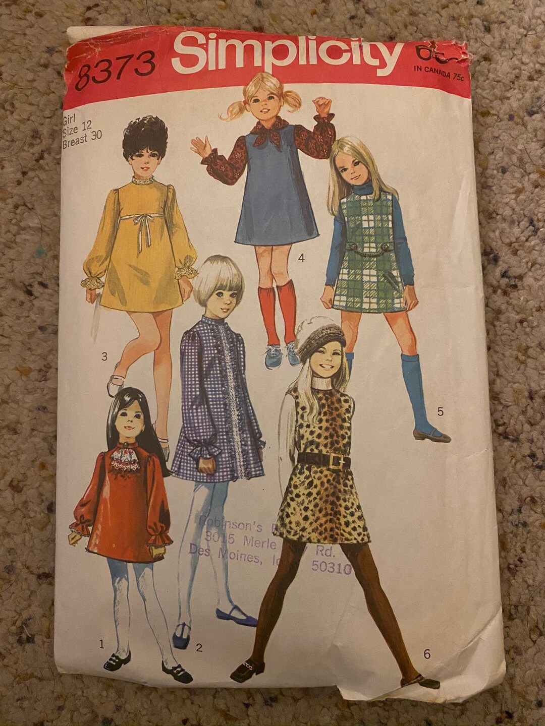 Simplicity 8373 Pattern, Child's and Girls' Dress or Jumper and Scarf ...