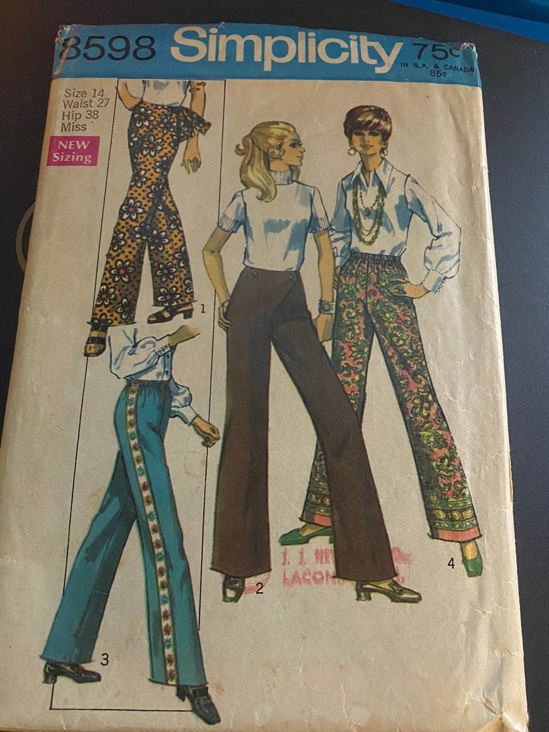 Simplicity 8598 Pattern, Misses' Set of Pants, Size 14, Ca. 1969 - Etsy