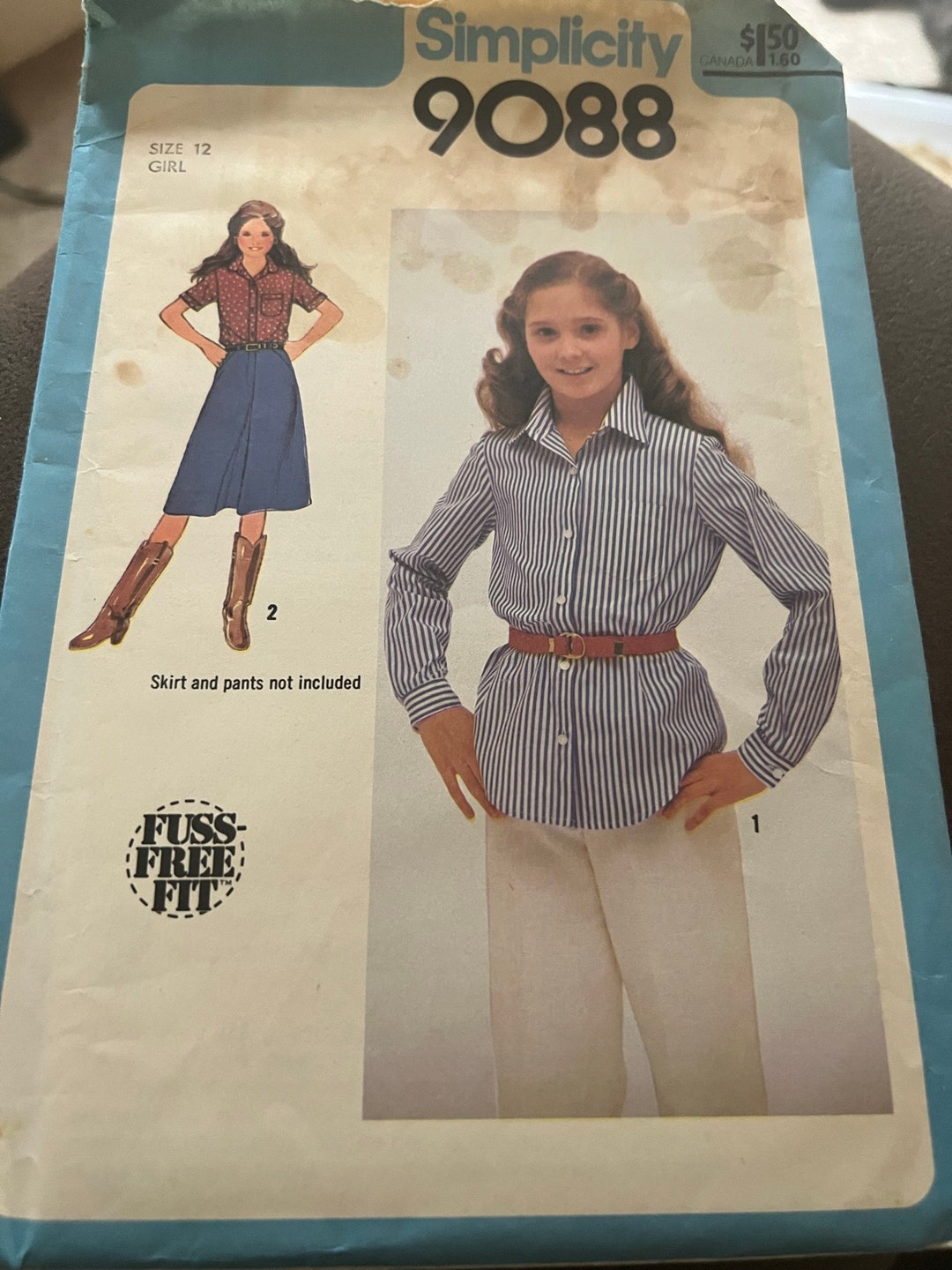 Vintage Simplicity 9088 Sewing Pattern, Girls' Shirt, Size 12 Girl, Ca ...
