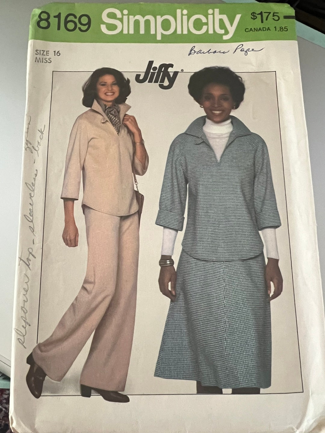Vintage Simplicity 8169 Sewing Pattern, Misses' Jiffy Pullover Top ...
