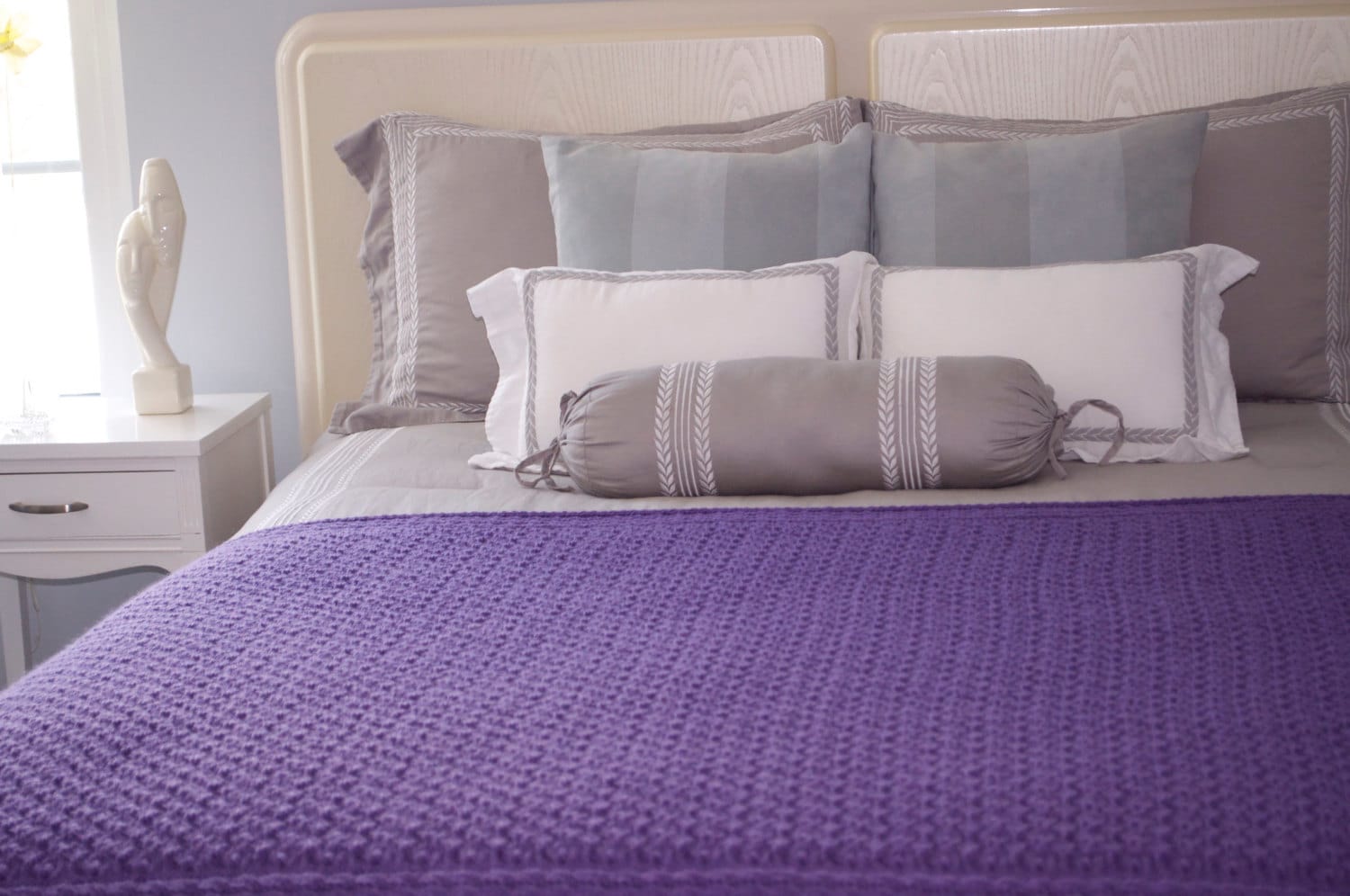 Purple Blanket Throw with Chrysanthemum Patterns | Etsy