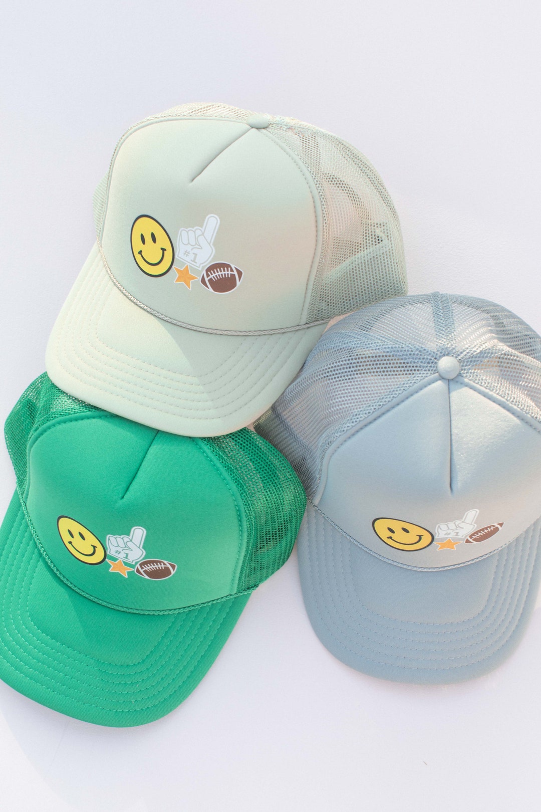 Smiley Face Game Day Football Season Trucker Hat - Etsy