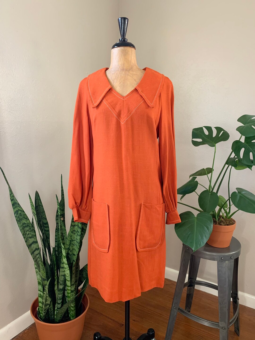1970s Burnt Orange Shift Dress, Seventies E.t. California Dress, Orange ...