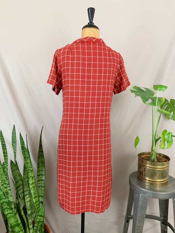 1960s Ruby Red Shift, Sixties Grid Check Shift Dress,… - Gem