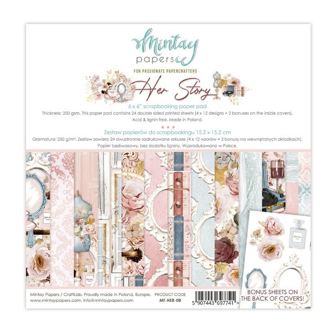 Mintay Her Story 6" X 6" Paper Pad,card Making,craft Supplies,collage ...
