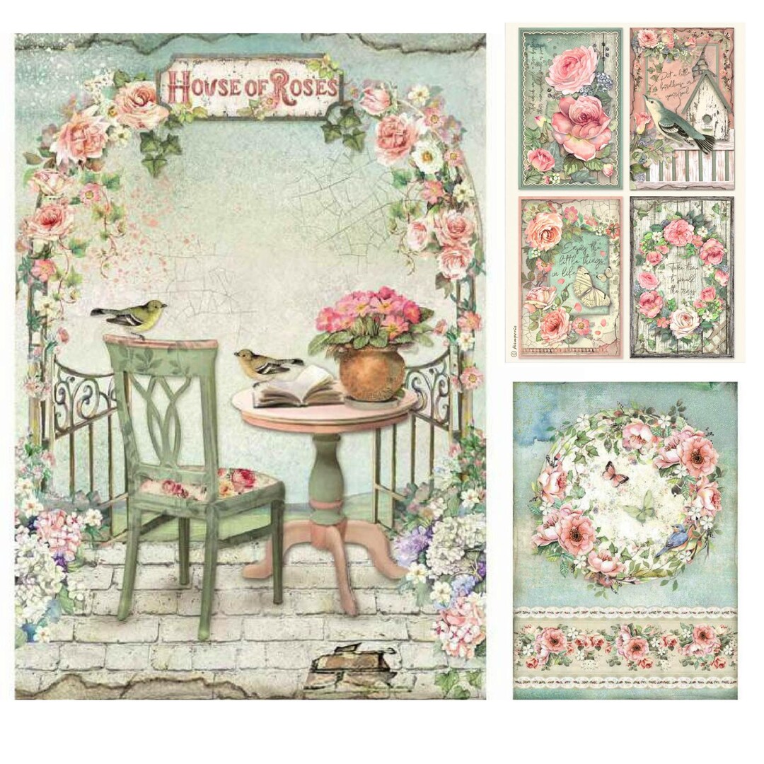 Stamperia A4 Rice Paper House of Roses ,embellishment,craft Supplies ...