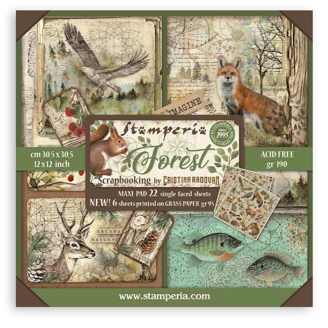 Stamperia Forest 12" X 12" Maxi Paper Pad Single Face Paper,craft ...