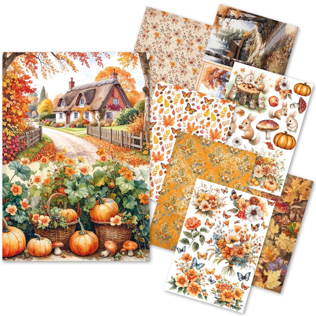 Ciao Bella Hello Fall A5 Mixed Rice Paper 8pc,craft Supplies,rice Paper ...