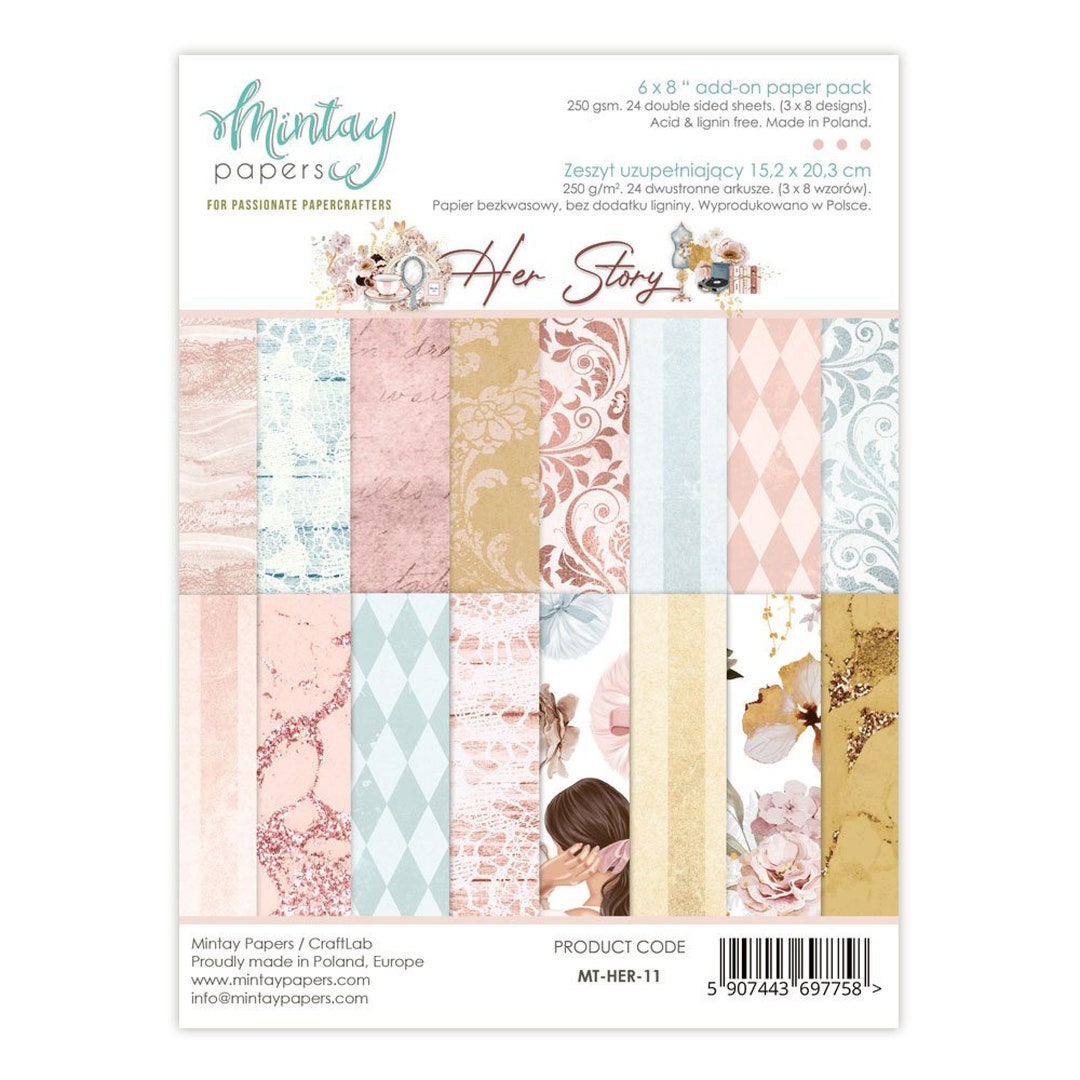 Mintay Her Story 6" X 8" Paper Pad,card Making,craft Supplies,collage ...