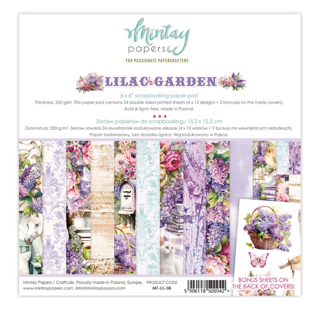 Mintay Lilac Garden 6" X 6" Paper Pad,card Making,craft Supplies,lilac ...