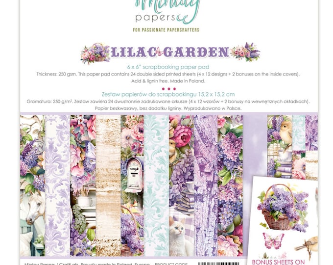 Mintay Lilac Garden 6" X 6" Paper Pad,card Making,craft Supplies,lilac ...