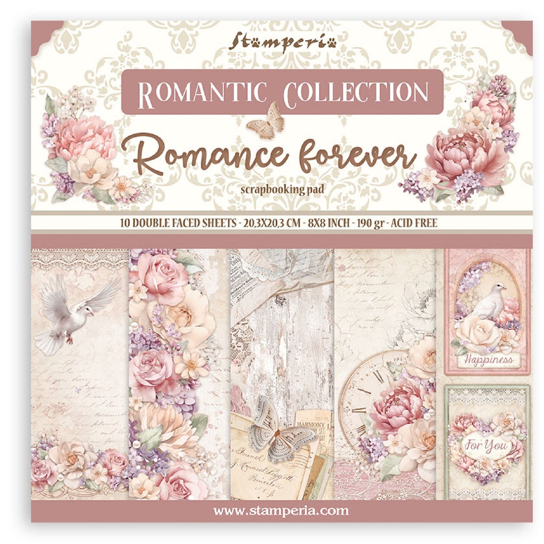 Stamperia Romance Forever 8" X 8" Paper Pad 10 Pc Double Side ,craft ...