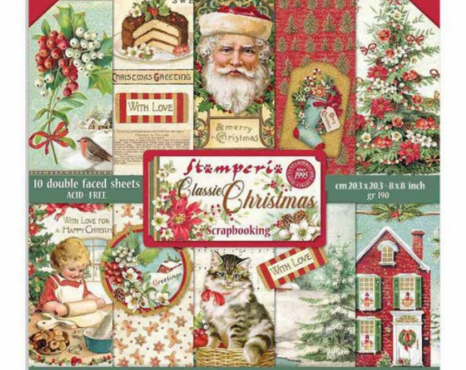 Stamperia Classic Christmas 8" X 8" Paper Pad 10 Pc ,craft Supplies ...