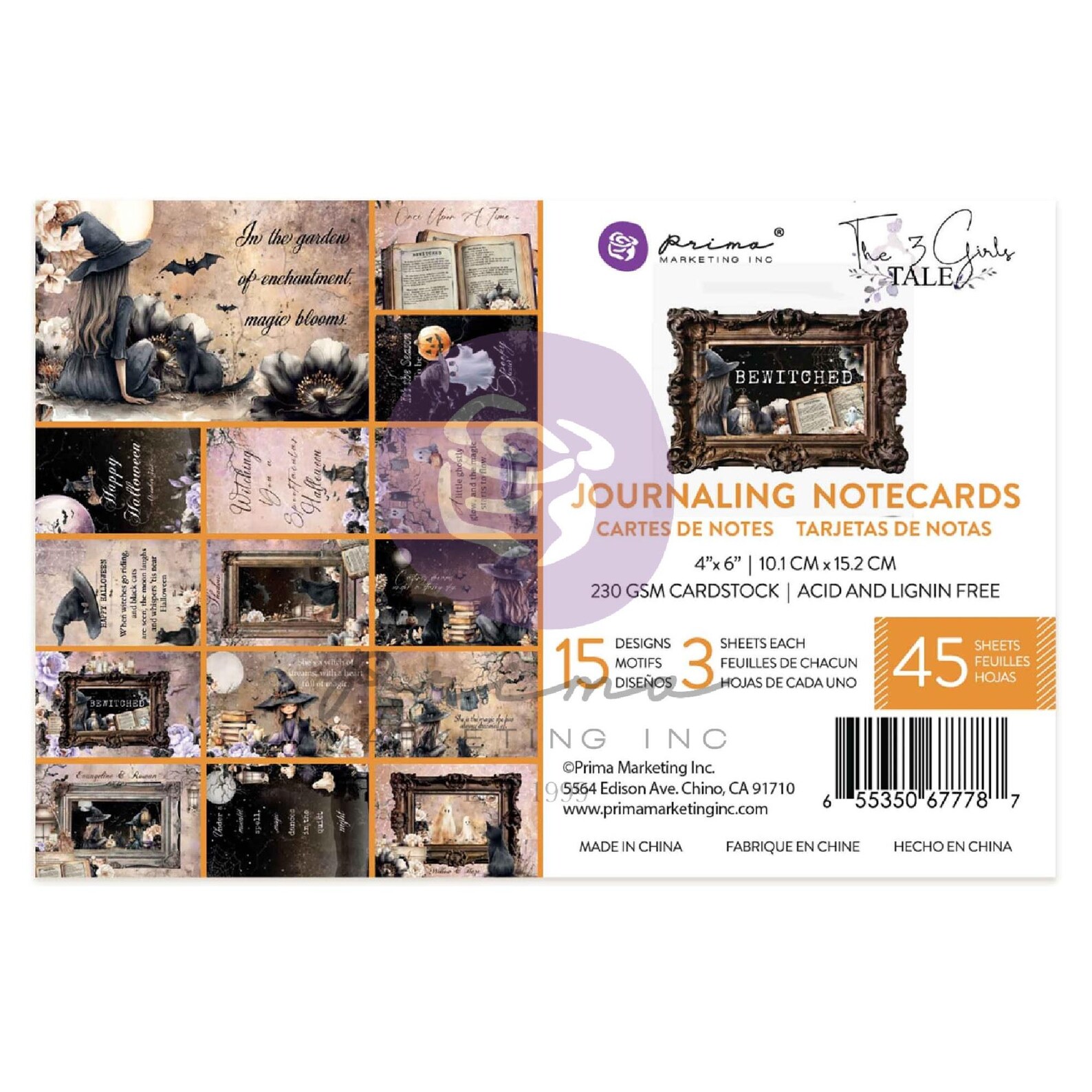 Prima Marketing Bewitched 4" X 6" Journaling Cards, Craft Supplies,card ...