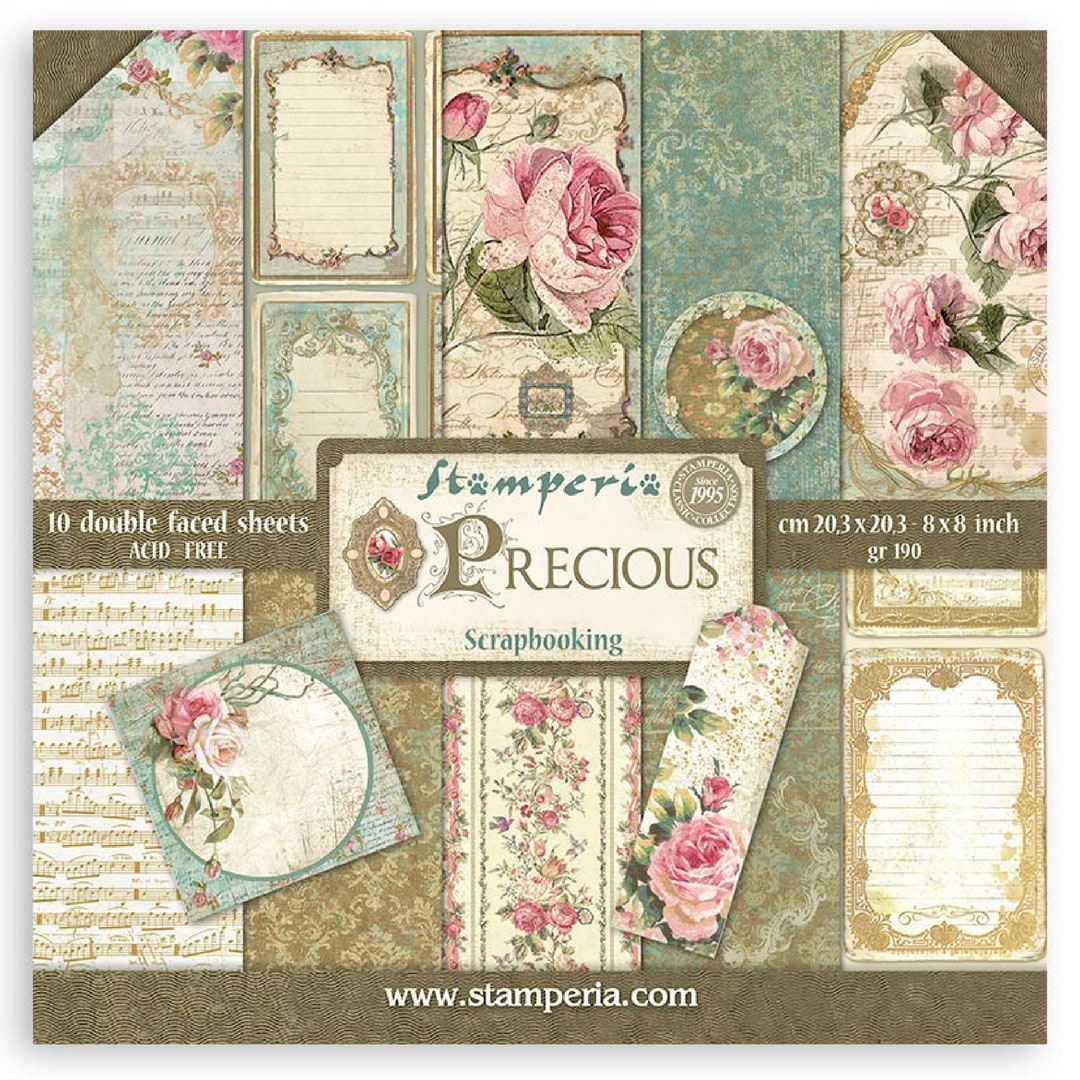Stamperia Precious 8" X 8" Paper Pad 10 Pc Double Side ,craft Supplies ...