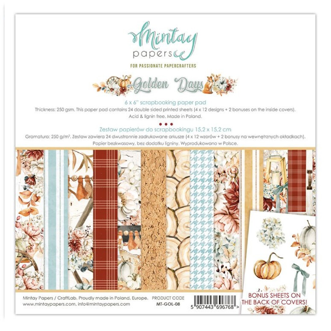 Mintay Golden Days 6" X 6" Paper Pad ,card Making,craft Supplies ...