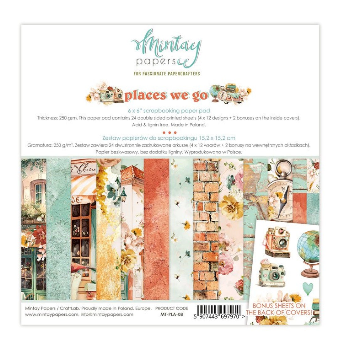 Mintay Places We Go 6" X 6" Scrapbooking Paper Set,card Making,craft ...