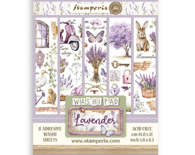 Stamperia Lavender Washi Pad ,craft Supplies,scrapbooking,washi Tape ...