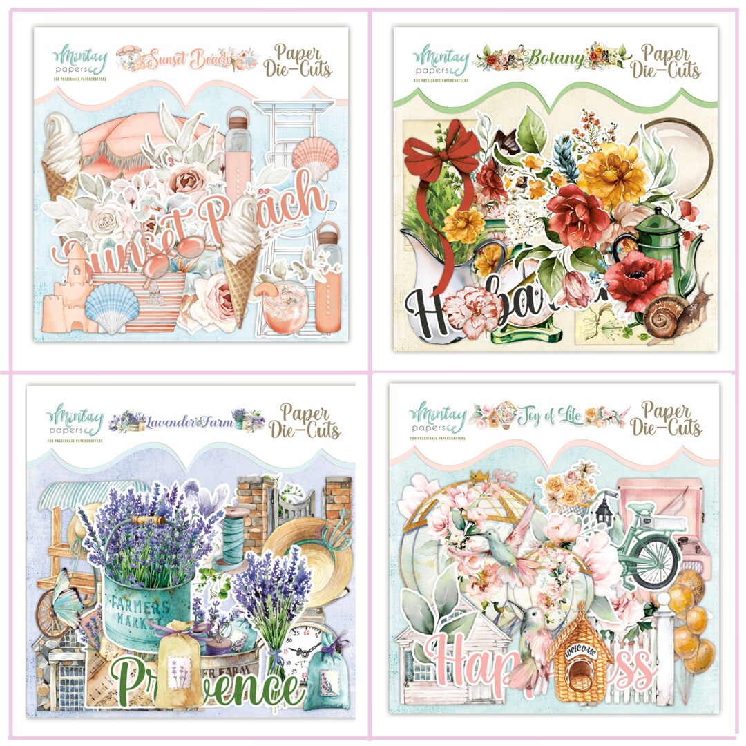 Mintay, Ephemera Die Cuts,lavender Farm,botany,sunset Beach,joy of Life ...