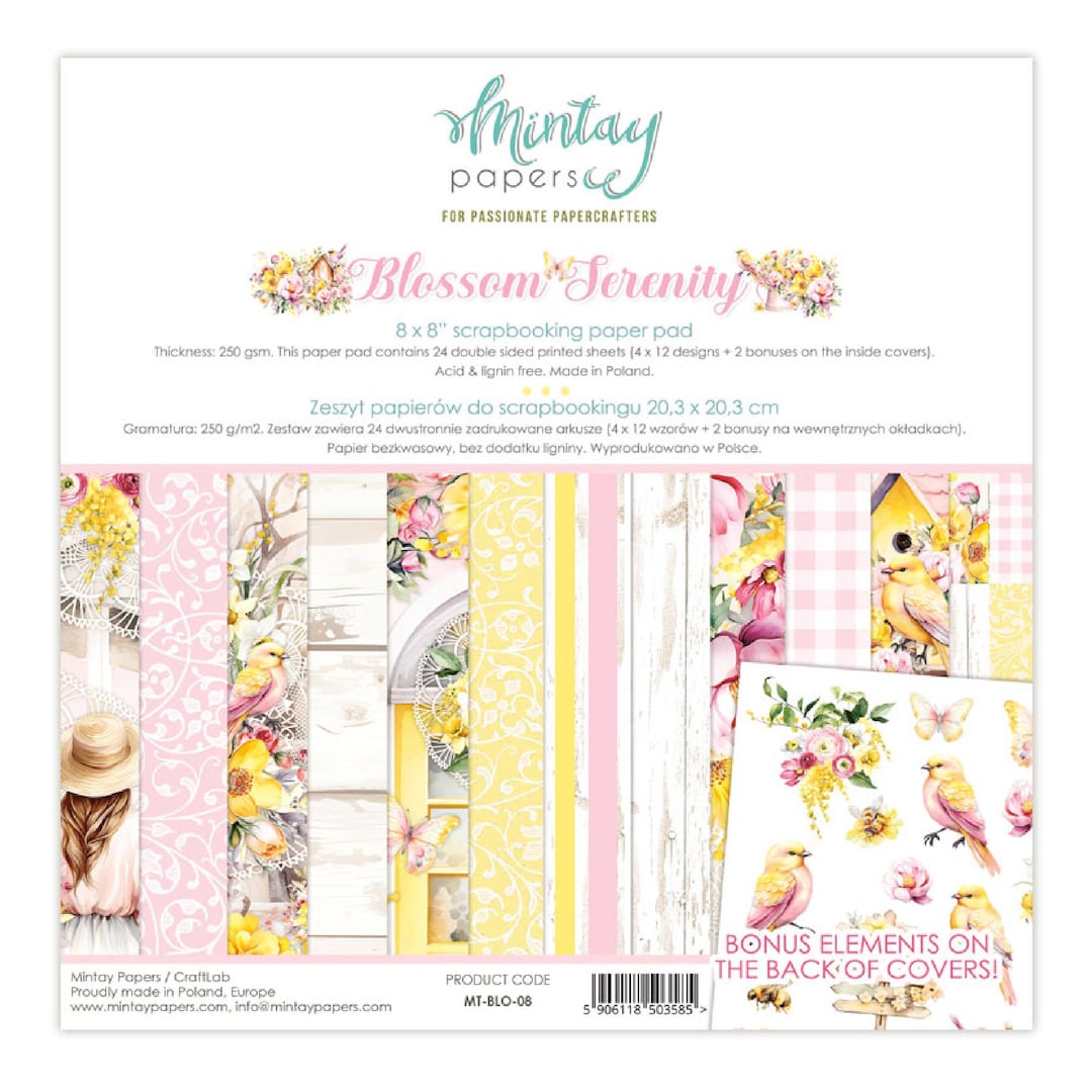 Mintay Blossom Serenity 8" X 8" Paper Pad,card Making,craft Supplies ...