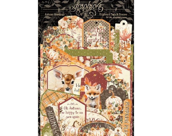 Graphic 45 Autumn Greetings Chipboard Tags & Frames,craft Supplies,card ...