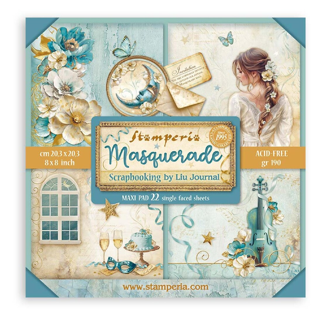 Stamperia Masquerade 8" X 8" Single Faced Maxi Pad Paper Pad 10 Pc ...