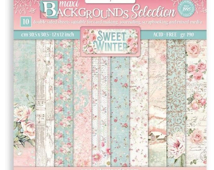 Stamperia Sweet Winter Maxi Background 12" X 12" Scrapbooking Paper Pad ...