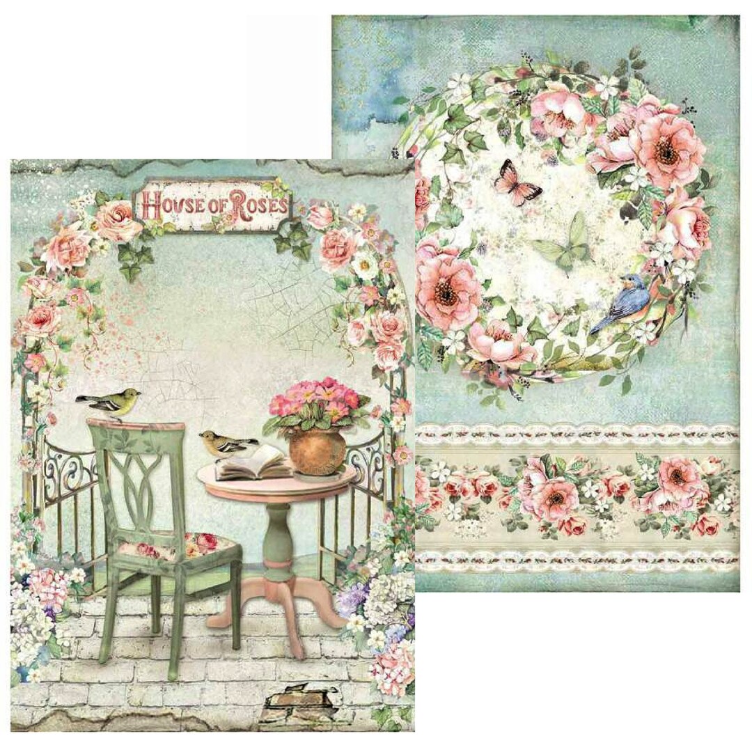 Stamperia A4 Rice Paper House of Roses ,embellishment,craft Supplies ...