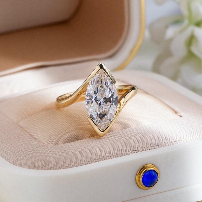 Marquise Bezel Ring. - Etsy