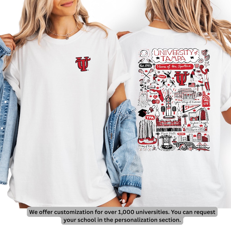 Custom Hand Sketch University Sweatshirt, Personalized College Campus ...