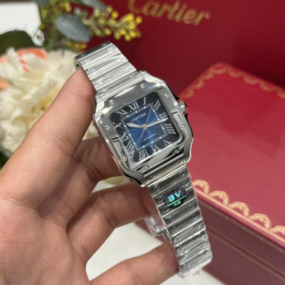 Cartier Santos De Cartier WSSA0063 Blue Dial Medium S… - Gem