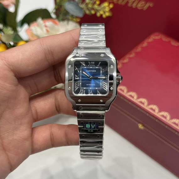 Cartier Santos De Cartier WSSA0063 Blue Dial Medium S… - Gem
