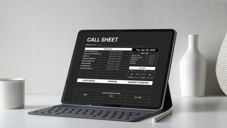 Simple Call Sheet Template Canva, Photography Call Sheet, Aesthetic ...