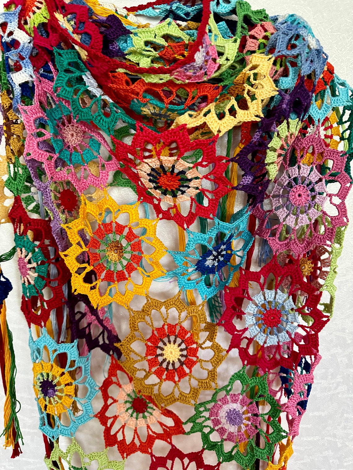 Colourful Crochet Shawl Boho Gypsy Shawl Hippie Patchwork Colorful ...