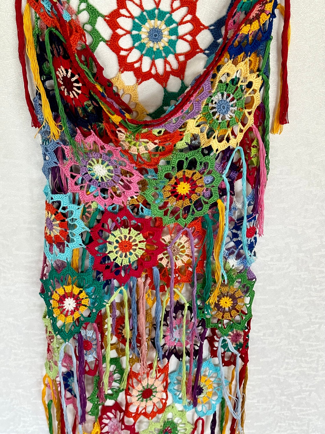 Colourful Crochet Shawl Boho Gypsy Shawl Hippie Patchwork Colorful ...