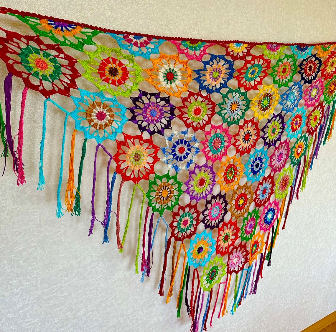 Colourful Crochet Shawl Boho Gypsy Shawl Hippie Patchwork Colorful ...