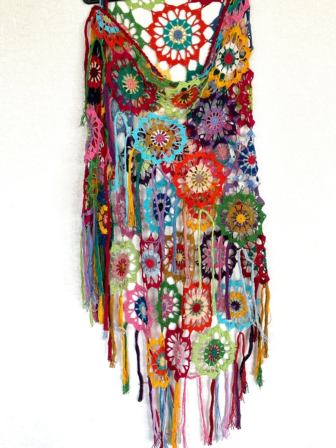 Colourful Crochet Shawl Boho Gypsy Shawl Hippie Patchwork Colorful ...
